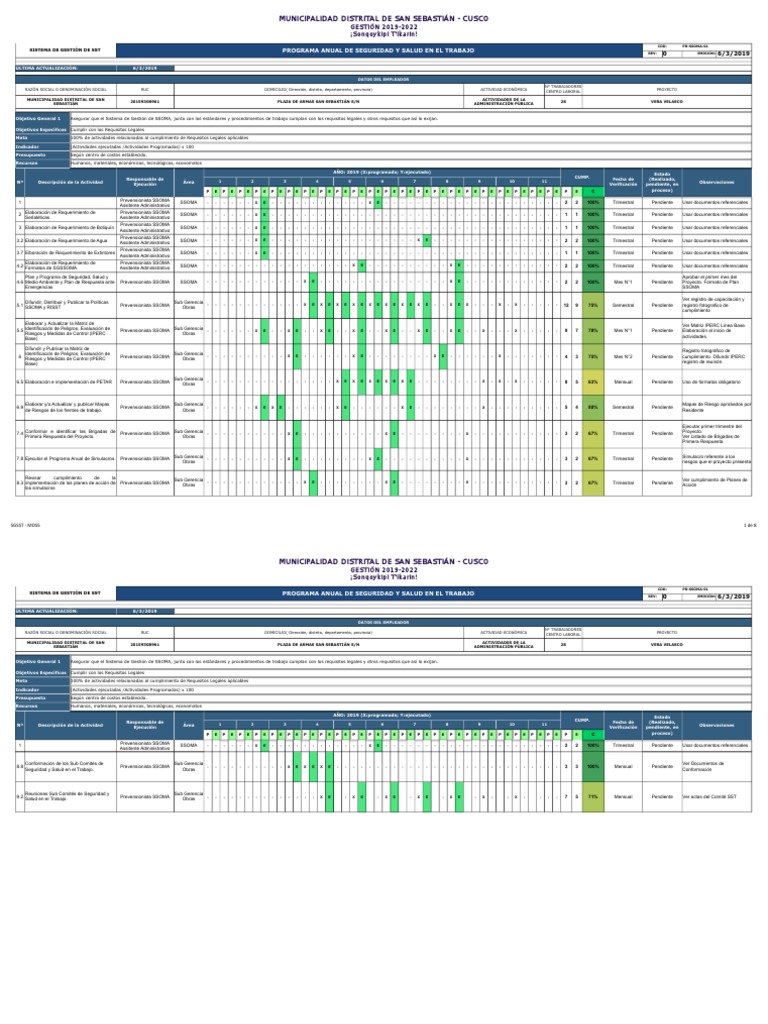 PR-SSOMA-01 Programa Anual de Seguridad y Salud en El Trabajo - PASST Rev. 01 | PDF ...