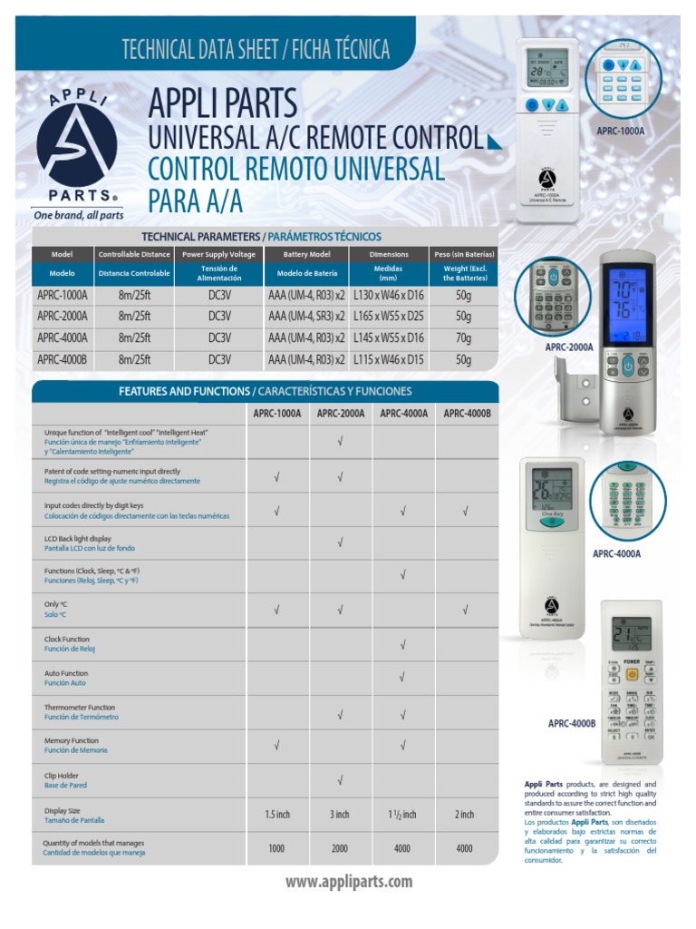 Technical Specifications and Features of Universal Air Conditioning ...