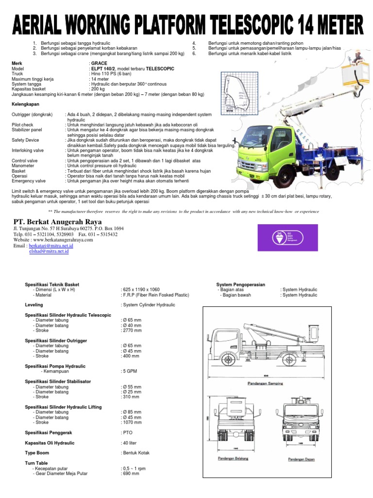 Brosur Mobil Tangga 14 Meter HINO | PDF