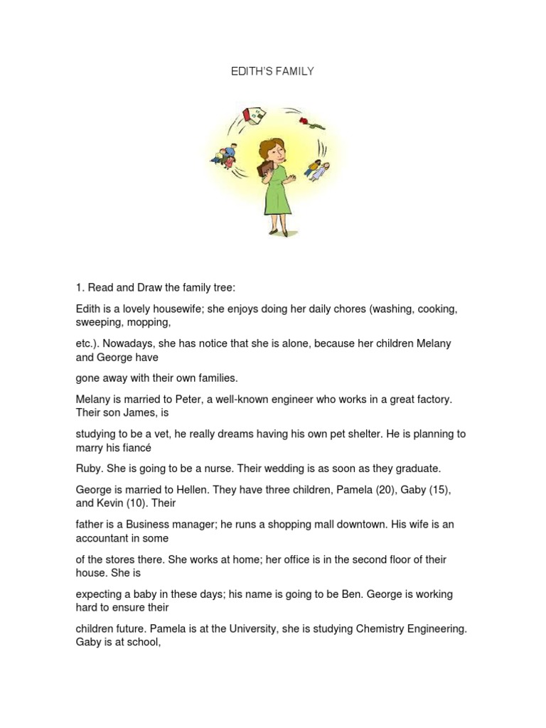 Family Reading Comprehension and Other Activities | PDF