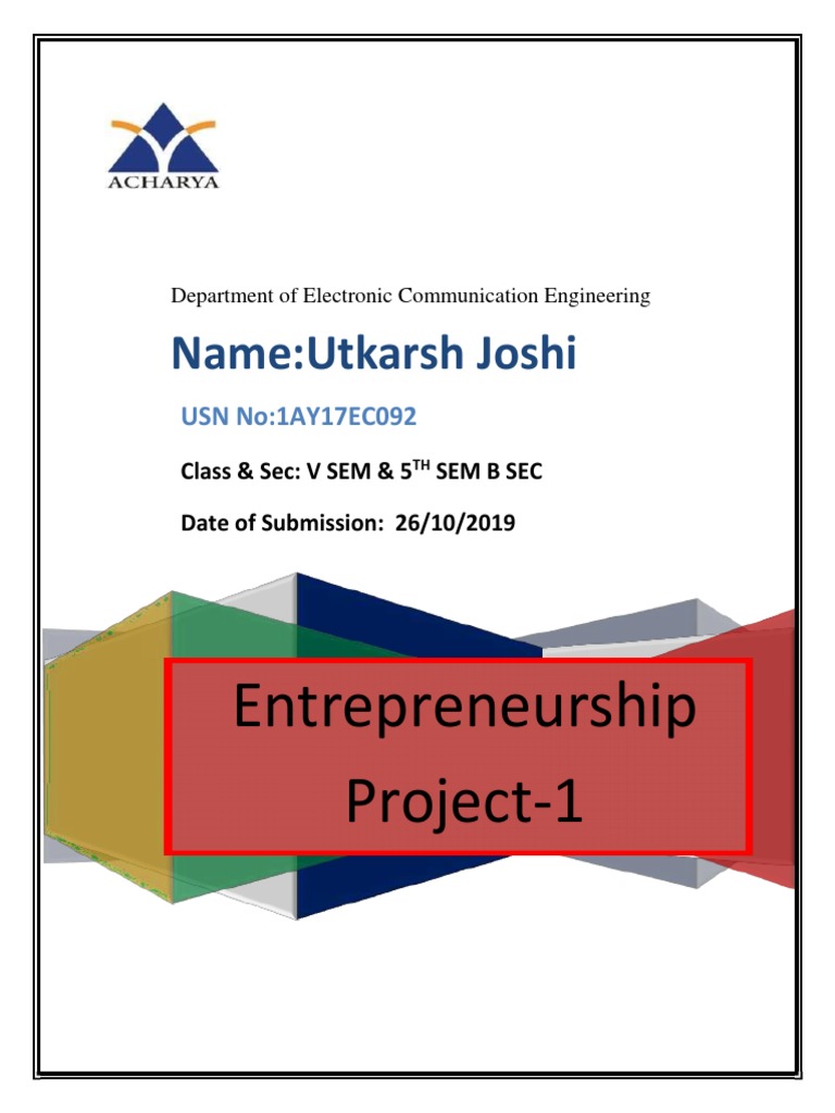 Entrepreneurship Project on S.R. Industries | PDF | Entrepreneurship ...