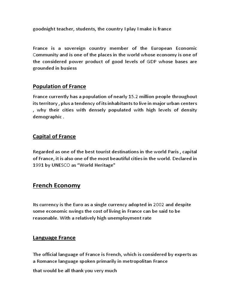 An Overview of Key Aspects of France Including Its Population, Capital ...