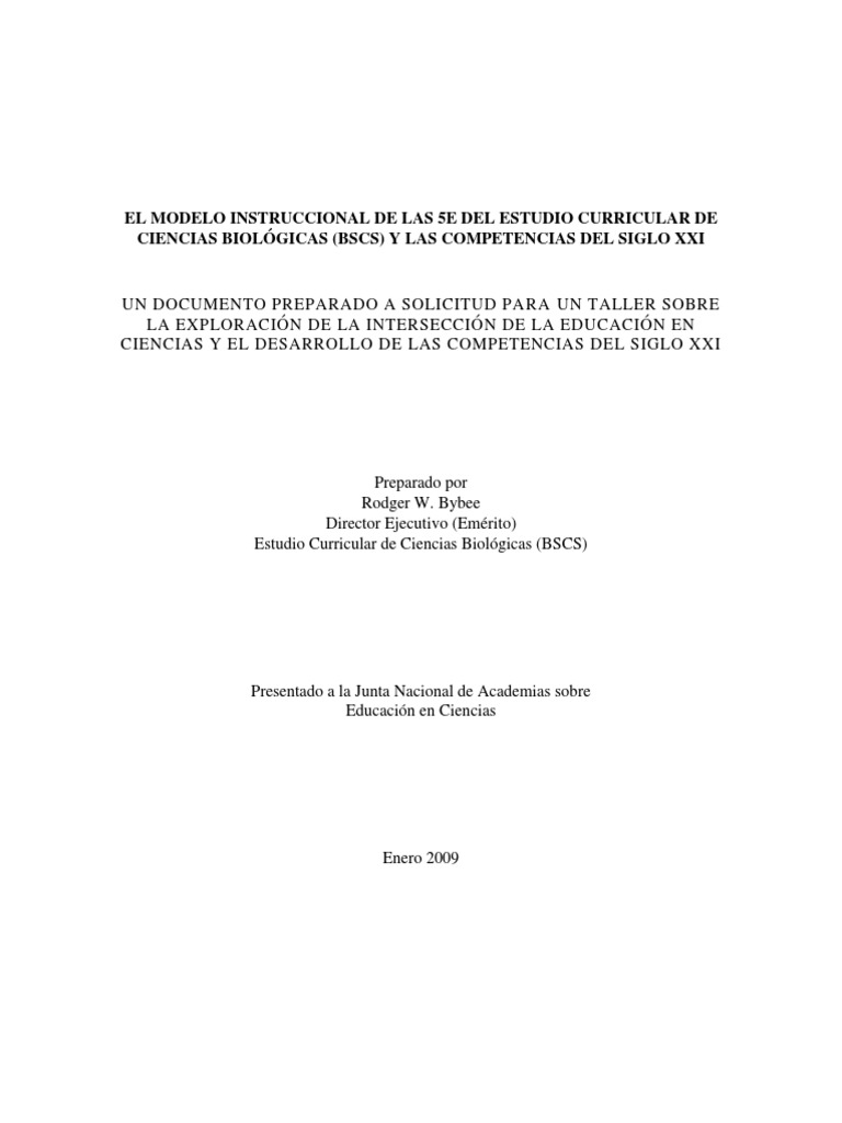 El Modelo 5E BSCS y Las Competencias Del Siglo XXI R. W. Bybee PDF ...