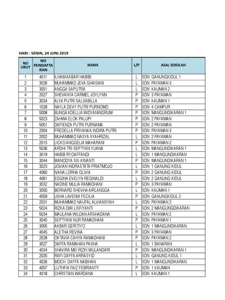 DATA PPDB 2019-2020 H1 JALUR ZONASI Fix | PDF
