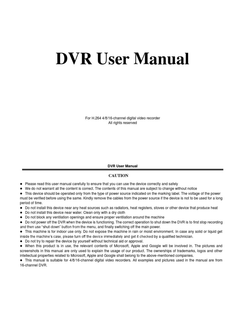 DVR-2304 DVR User Manual | PDF | Digital Video Recorder | Usb