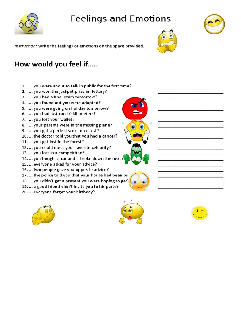 Emotional Reactions Worksheet | PDF