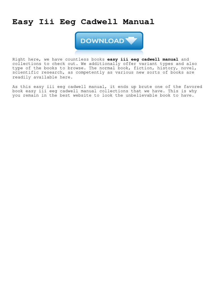 Easy III EEG Cadwell Guide | PDF | General Fiction