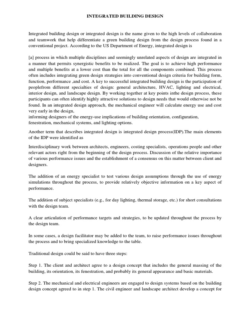 Integrated Building Design | PDF | Hvac | Green Building