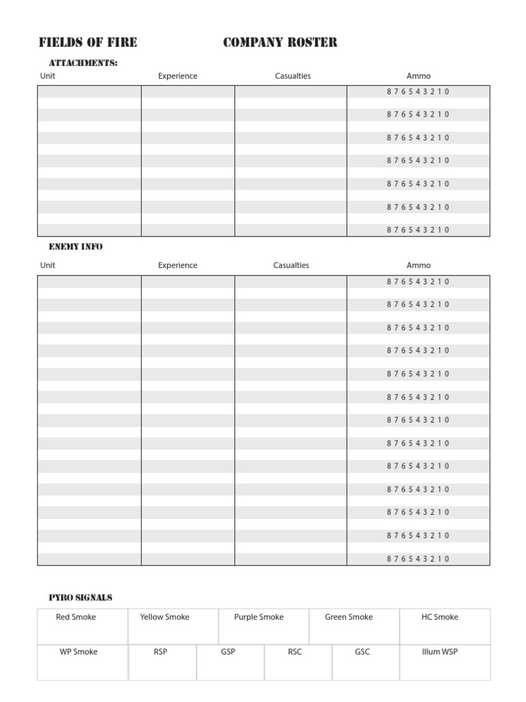 Fields of Fire Company Roster: Attachments | PDF | Military | Military ...