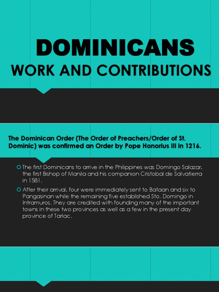 Dominicans: Work and Contributions | PDF | Dominican Order | Philippines