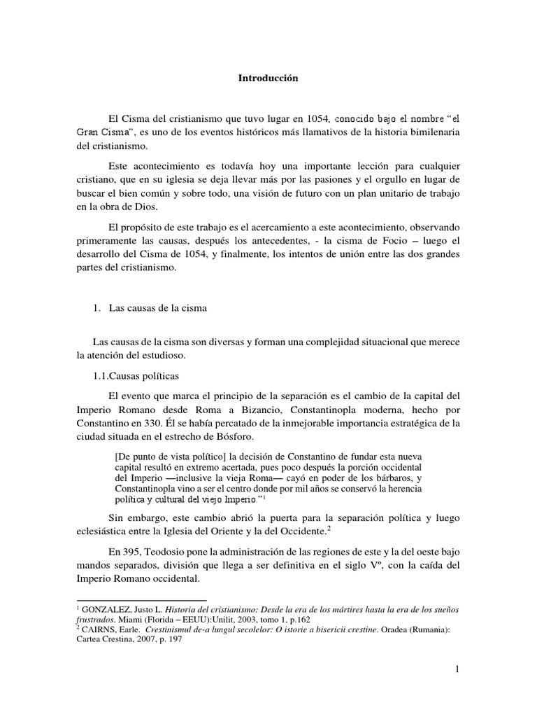 El Gran Cisma 1054 | PDF | imperio Bizantino | Papa