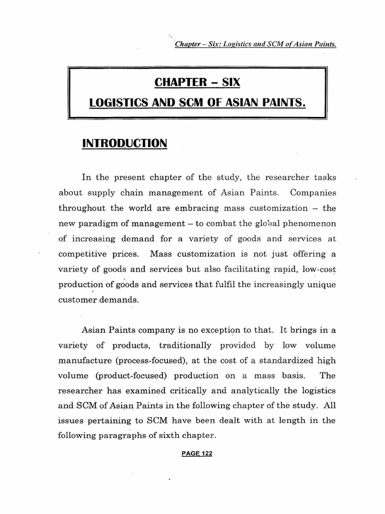 11 - Chapter 6 Logistics and SCM in Asian Paints PDF | PDF | Strategic ...