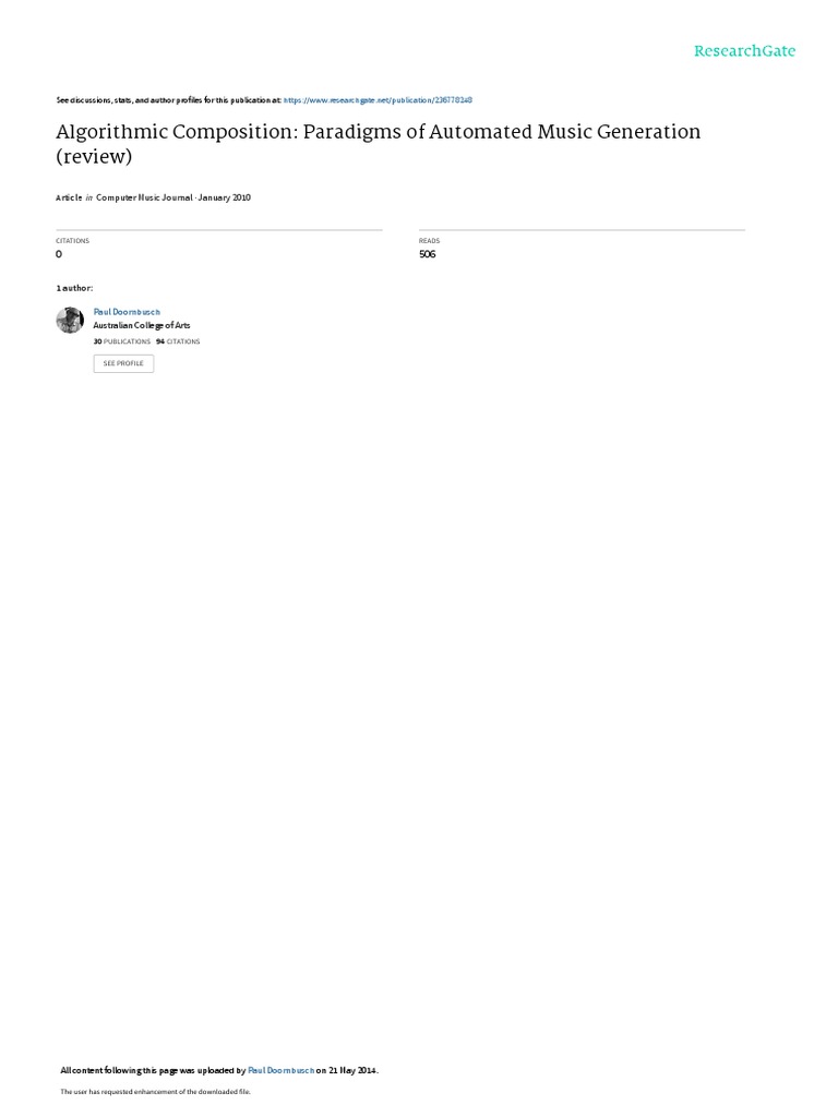 Doornbusch Nierhaus CMJ Review | PDF | Artificial Intelligence | Intelligence (AI) & Semantics