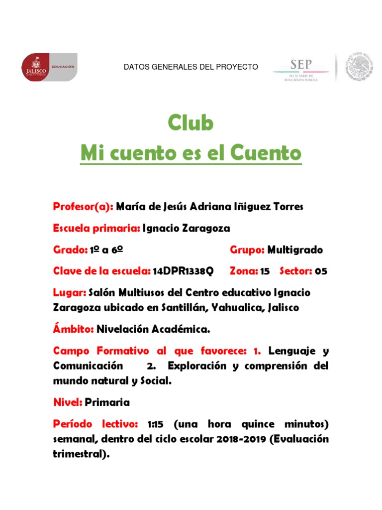 Proyecto de Lectura y Escritura Escolar | PDF | Educación primaria ...
