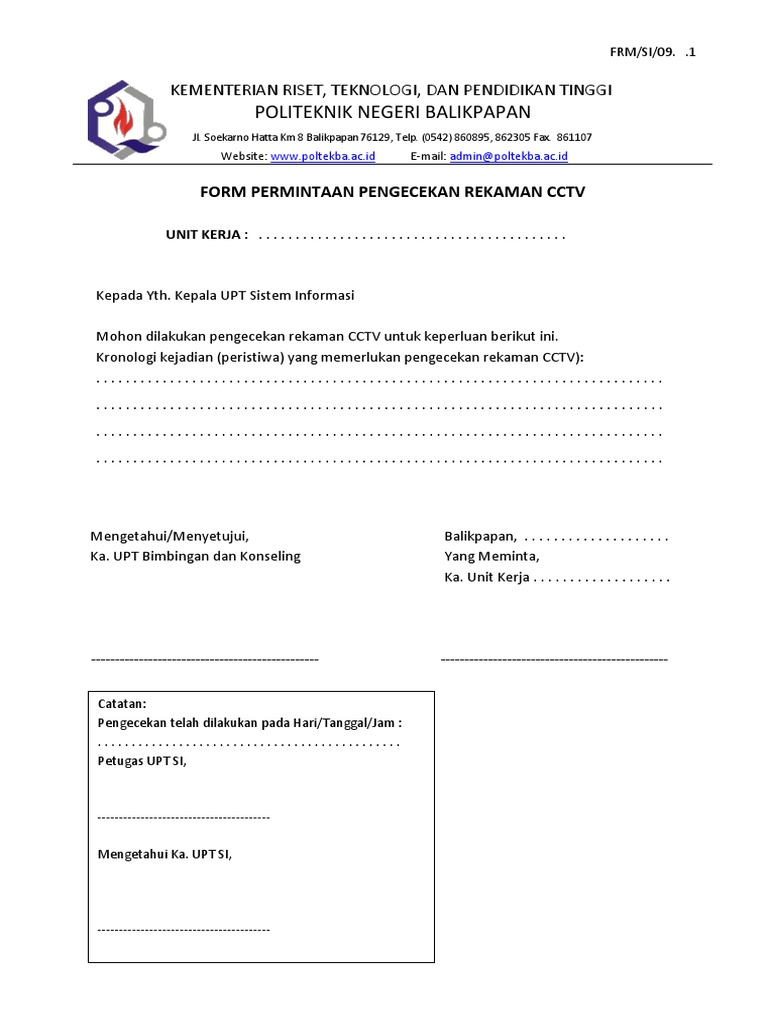 Form Permintaan CCTV | PDF
