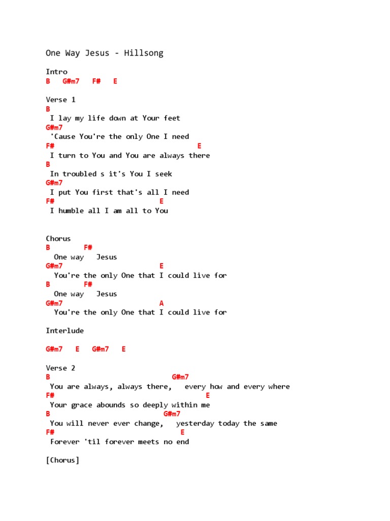 One Way Jesus - Hillsong | PDF