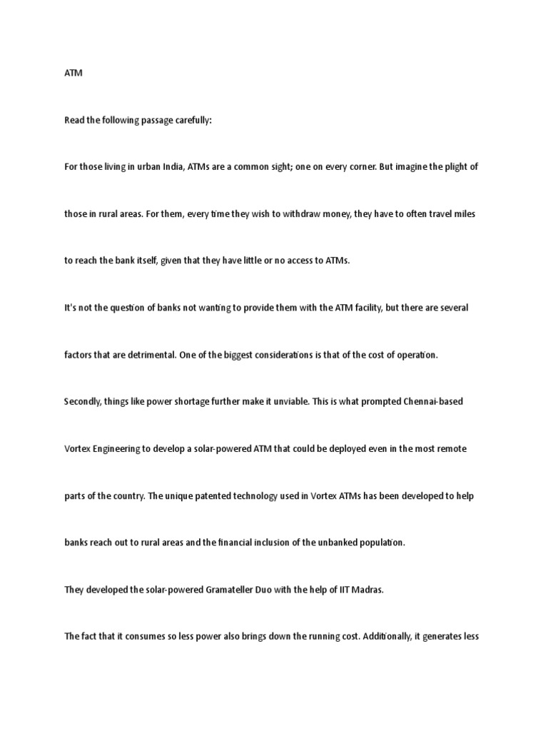 ATM | PDF | Solar Power | Automated Teller Machine