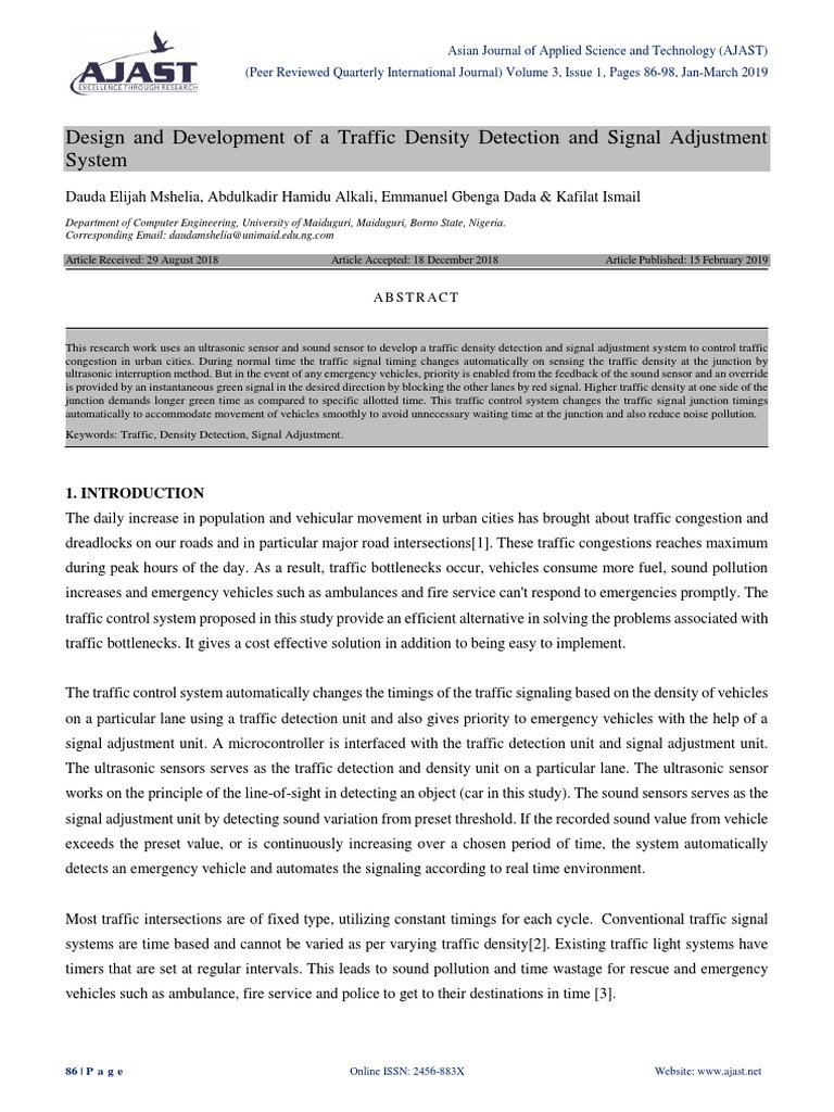 Traffic Density Detection and Signal Adjustment | PDF | Traffic ...