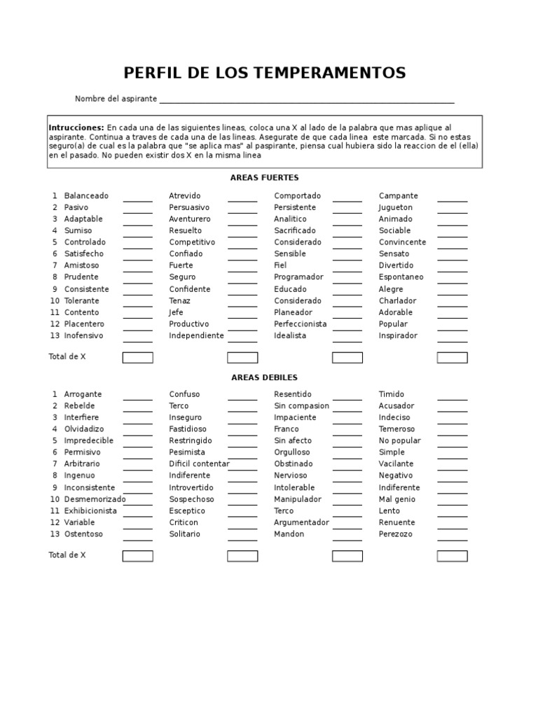 Temperamento Test | PDF | Temperamento | Sicología