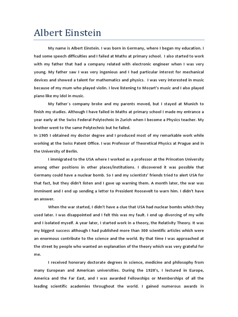 My Name Is Albert Einstein | PDF | Albert Einstein | Academia