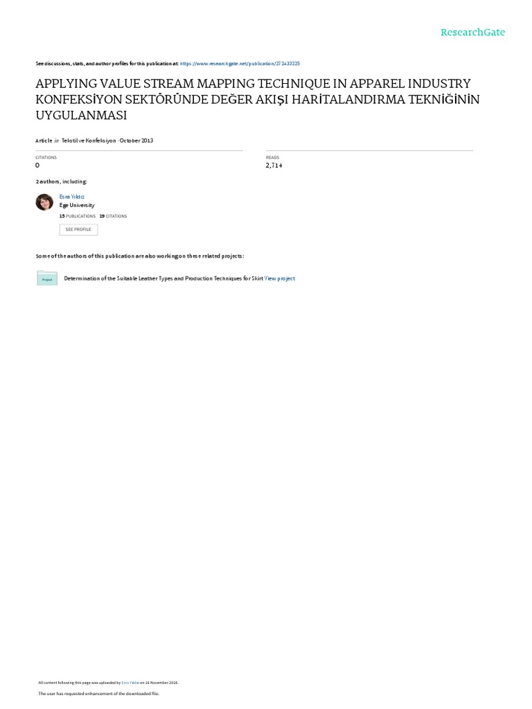 Applying Value Stream Mapping Technique in Apparel Industry | PDF ...