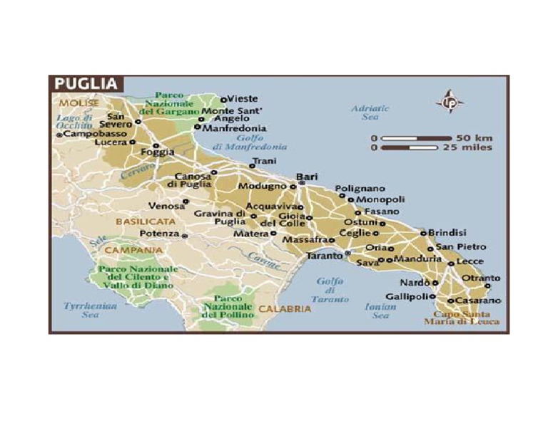 La Puglia Mapa de Ciudades Más Importantes | PDF