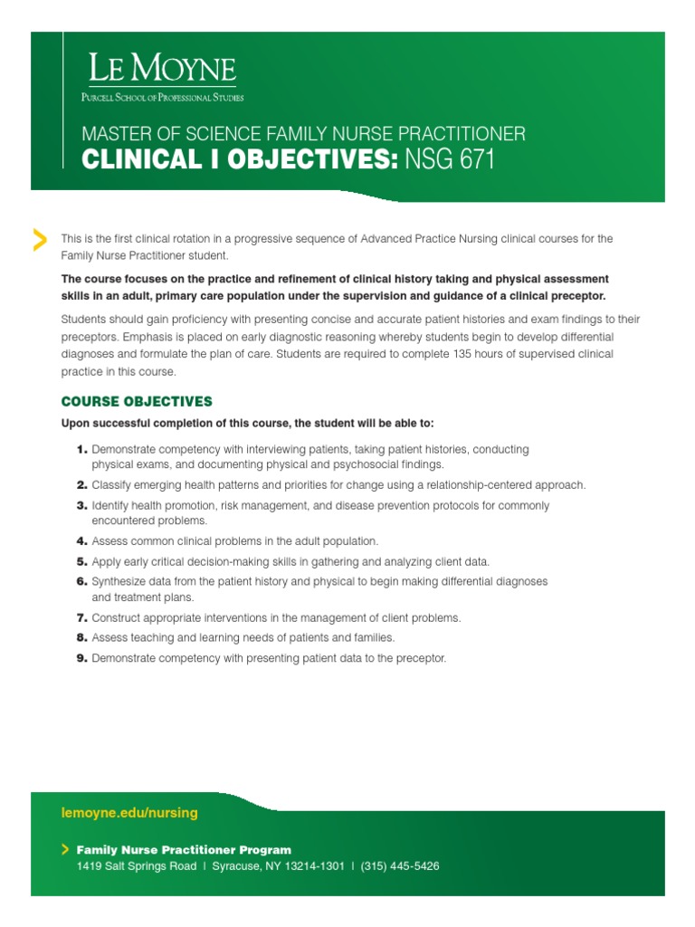 Clinical Objectives PDF | PDF | Nurse Practitioner | Nursing