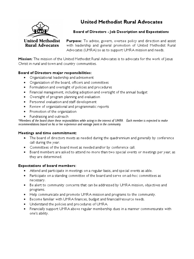 Umra Board Job Description | PDF