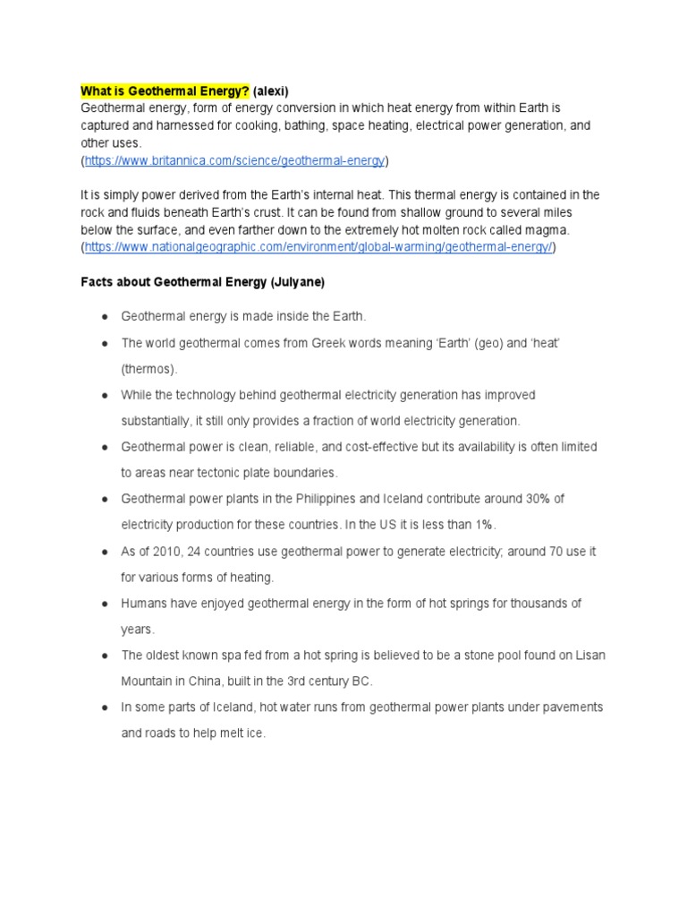 Some Facts About Geothermal Energy | PDF | Geothermal Energy | Steam