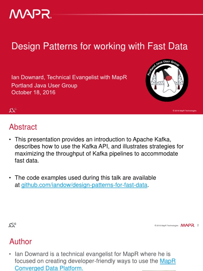 Design Patterns For Working With Fast Data: © 2016 Mapr Technologies © 2016 Mapr Technologies ...