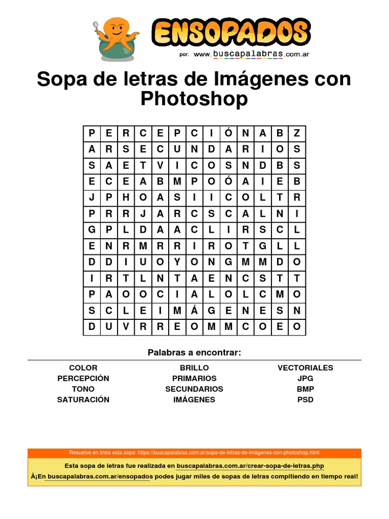 Sopa de Letras: Imágenes y Photoshop | PDF