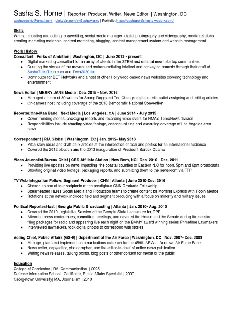 Reporter Resume 1 | PDF | Cnn | News