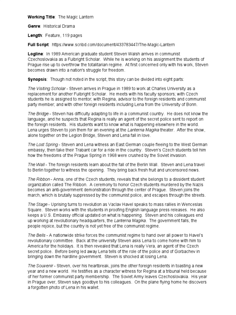The Magic Lantern - One Page Treatment | PDF | Václav Havel ...