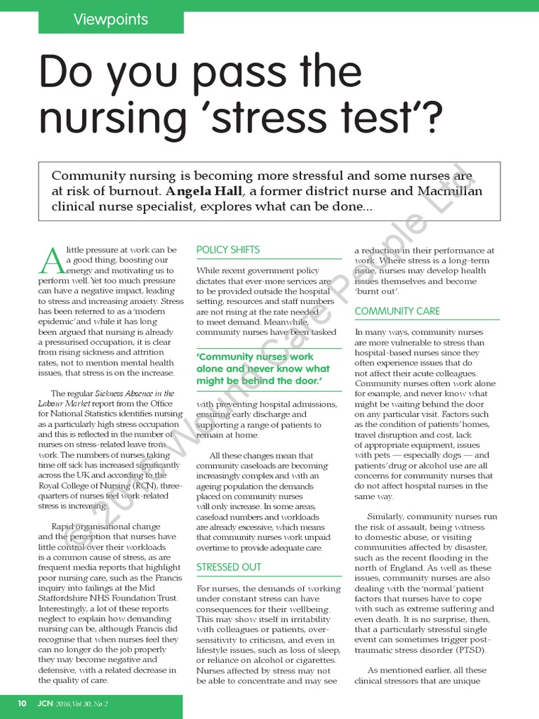 People LTD: Do You Pass The Nursing Stress Test'? | PDF | Nursing ...