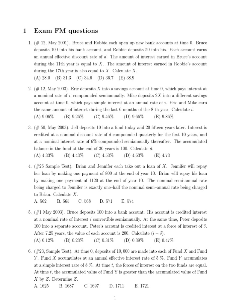 Additional Exam FM Questions | PDF | Depreciation | Bonds (Finance)