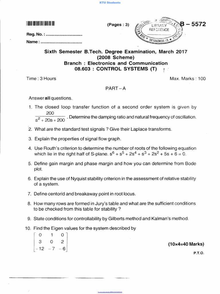 EC409 Model QP2-Control Systems-Ktustudents - in | PDF