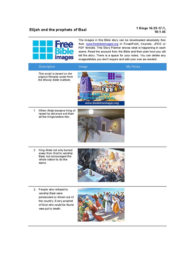 FB Elijah Prophets Baal StoryPlanner en | PDF | Elijah