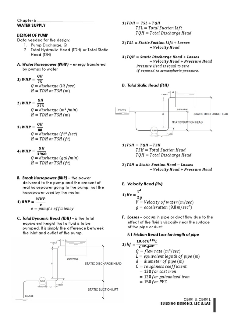Pump Design: BHP and Suction Lift | PDF | Pump | Gases