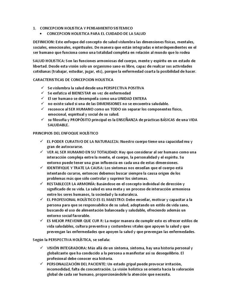 Concepción Holística en Salud Integral | PDF | Holismo | Mente
