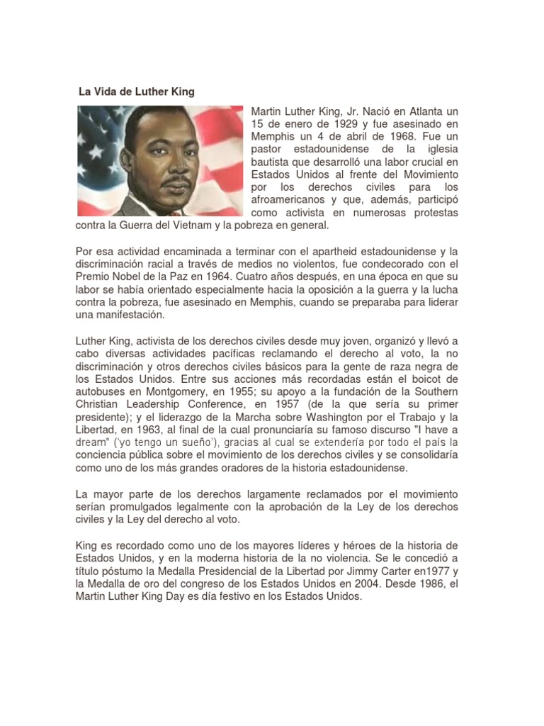 Biografía de Martin Luther King | PDF | Madre Teresa | Papa juan pablo ii