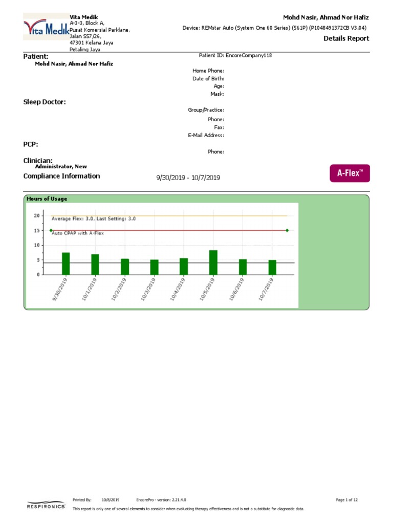 CPAP Trial Report Ahmad Nor Hafiz Mohd Nasir - 20190930 - 1007 | PDF ...