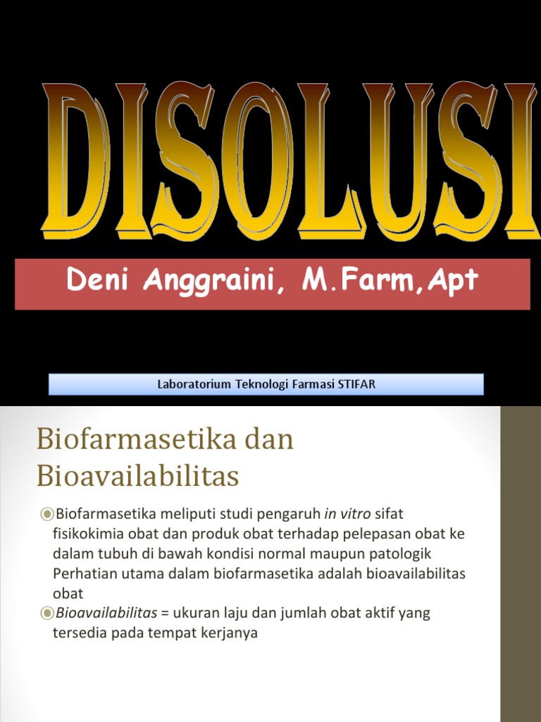 Disolusi Dan Pelepasan Obat | PDF