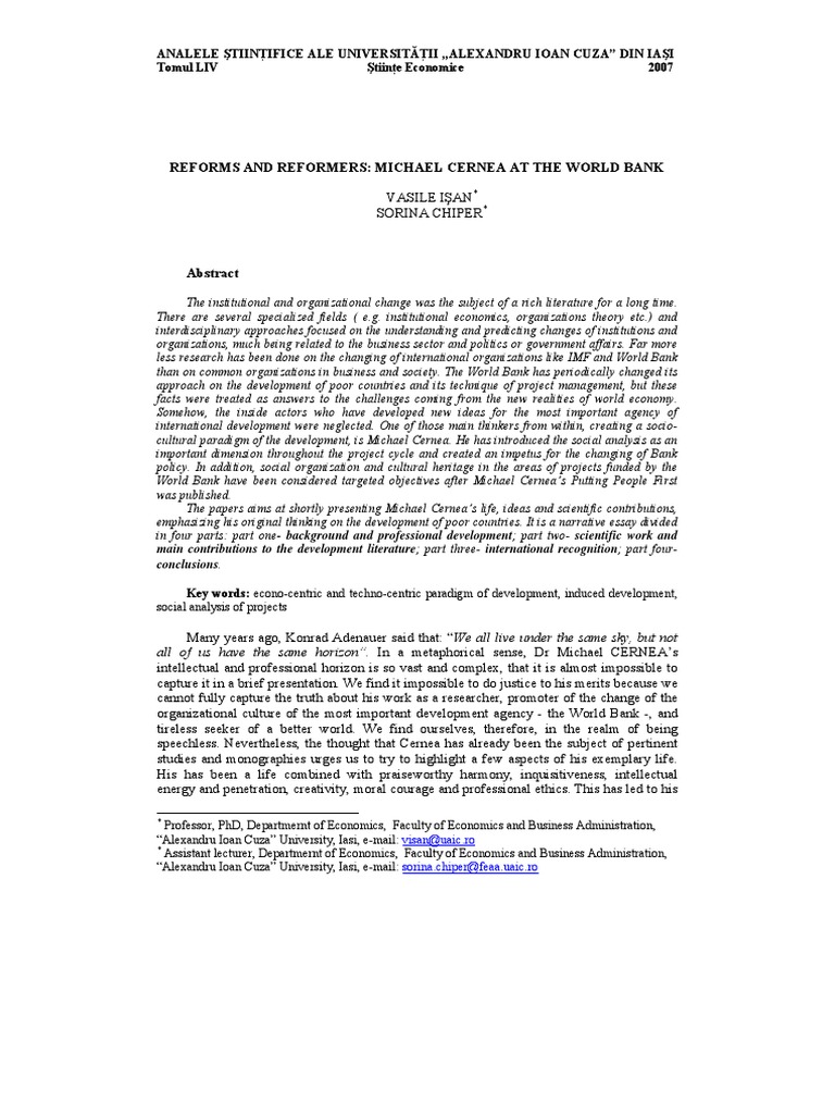 14 Isan V, Chiper S - Reforms and Reformers-Michael Cernea at The World ...