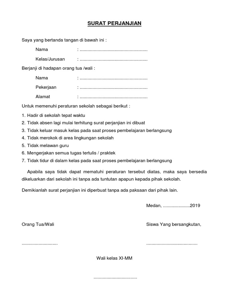 Surat Perjanjian Siswa | PDF