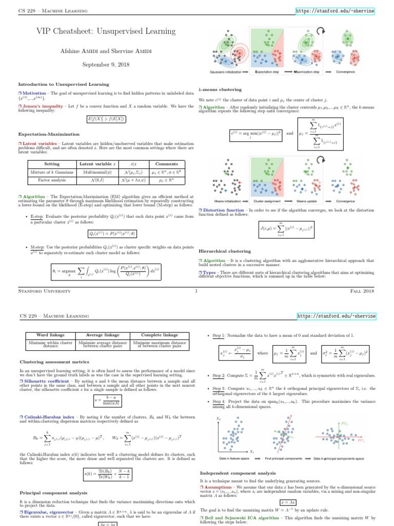 VIP Cheatsheet: Unsupervised Learning: Afshine Amidi and Shervine Amidi ...