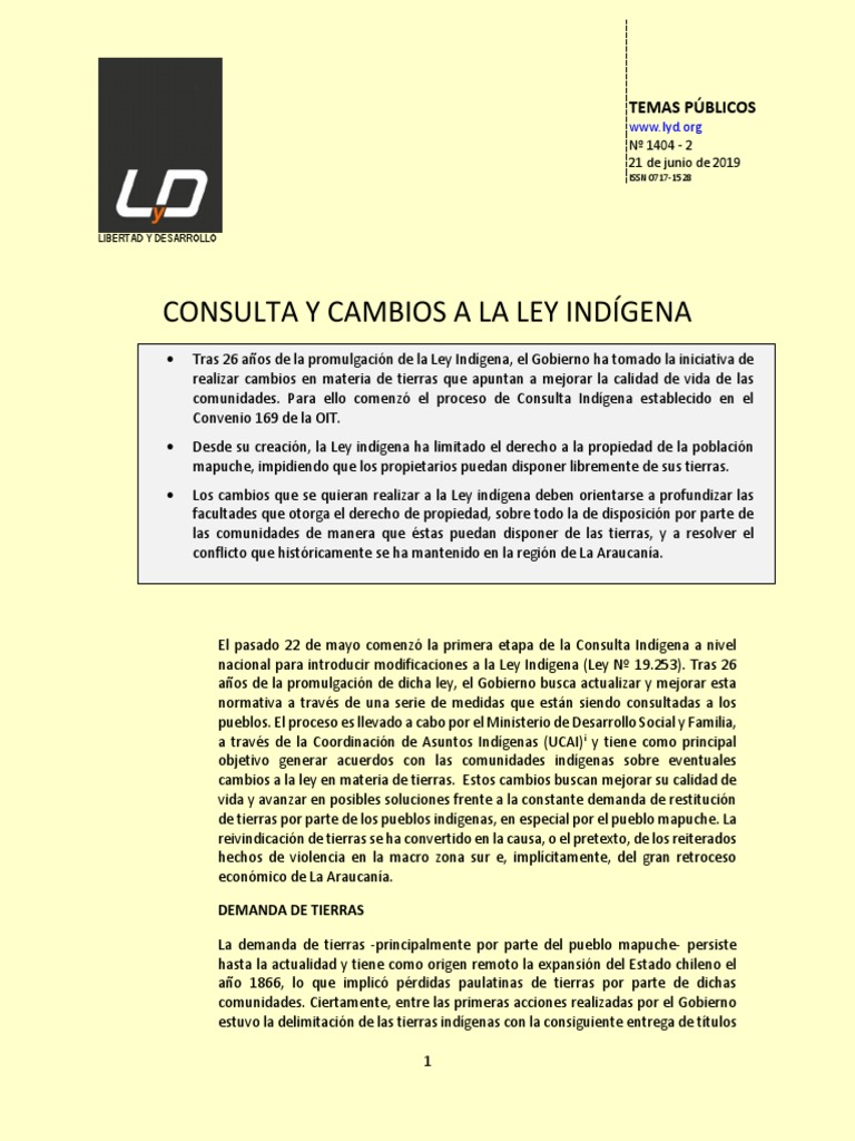 Consulta y Cambios A La Ley Indígena | PDF | Organización Internacional ...