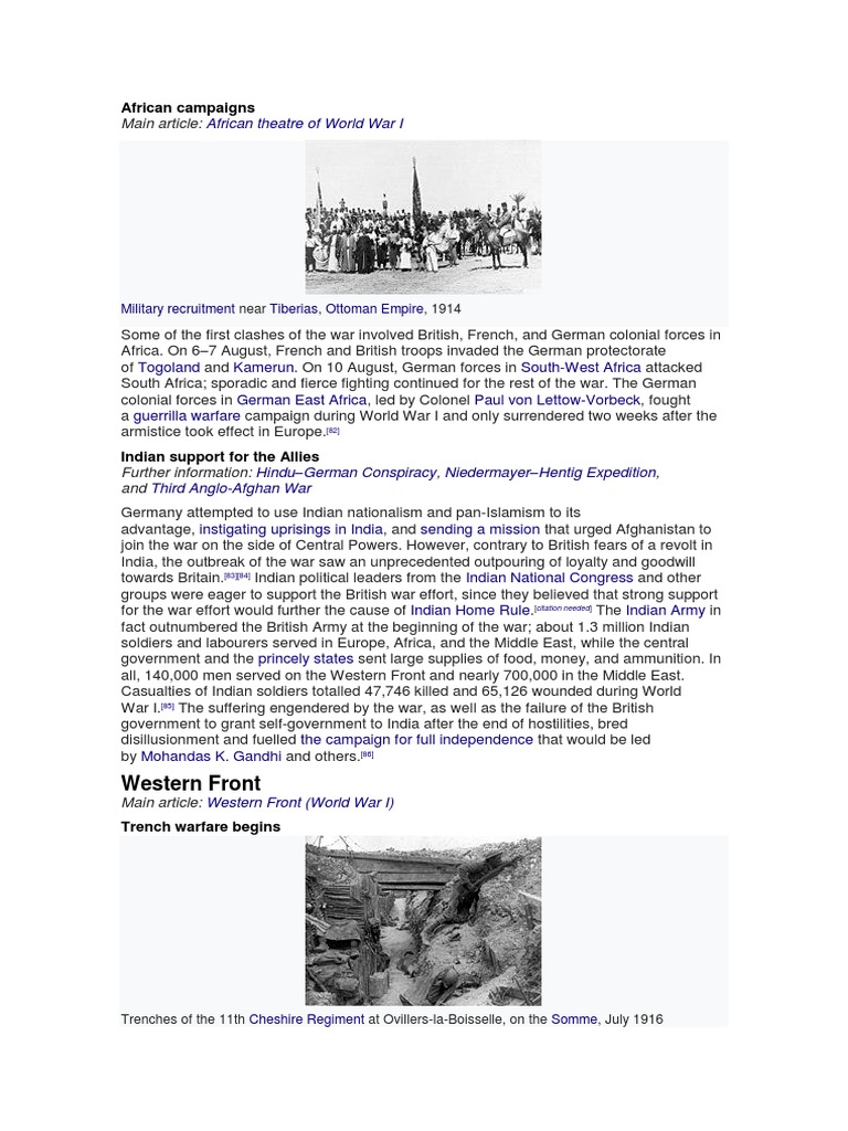 Western Front: African Theatre of World War I | PDF | Trench Warfare ...
