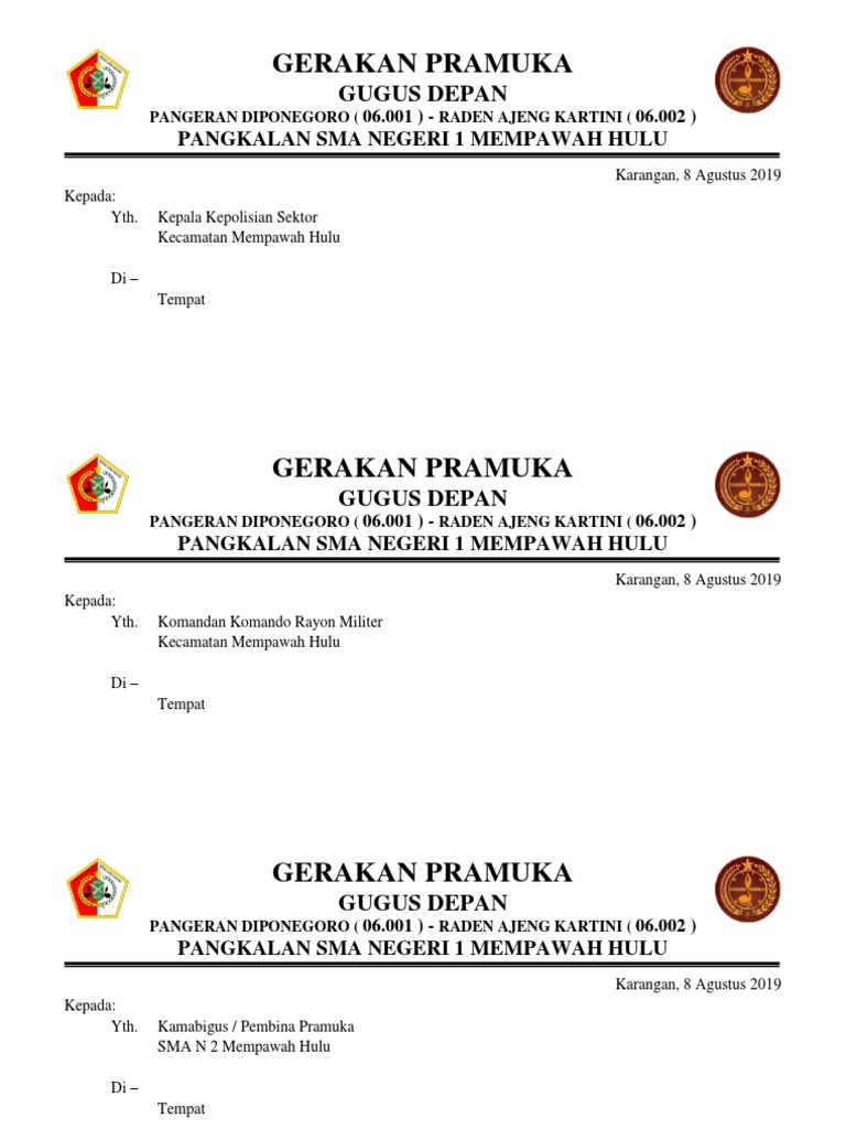 Kop Surat Pramuka SMA Negeri 1 Mempawah | PDF | Sains & Matematika