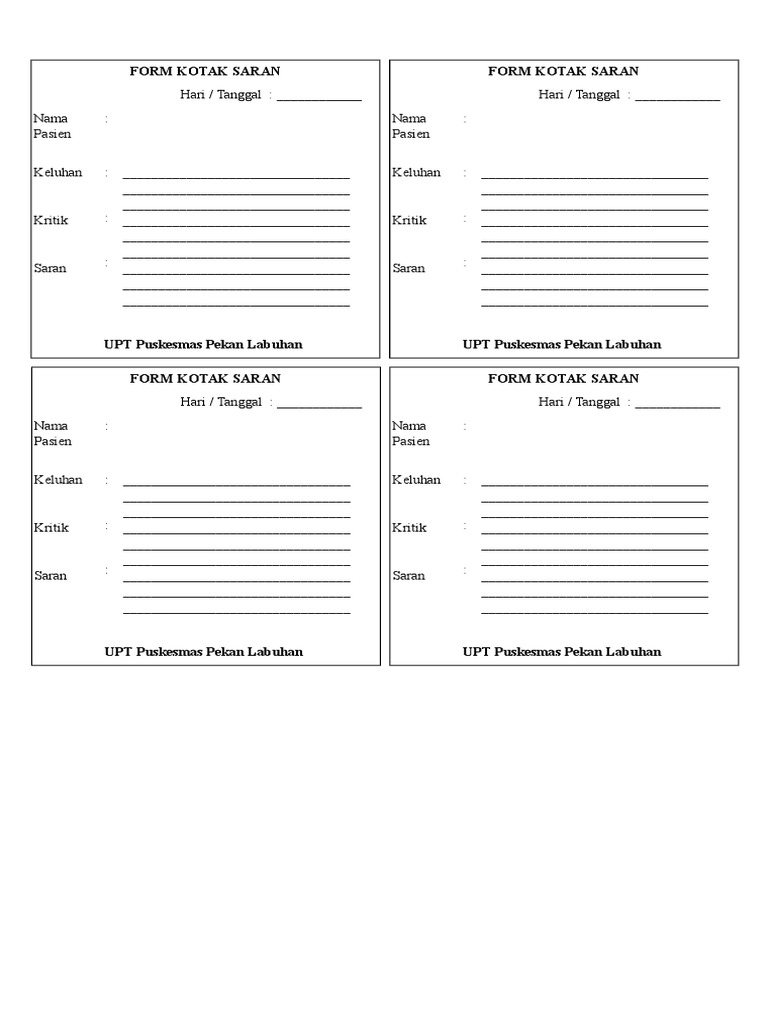 Form Kotak Saran | PDF