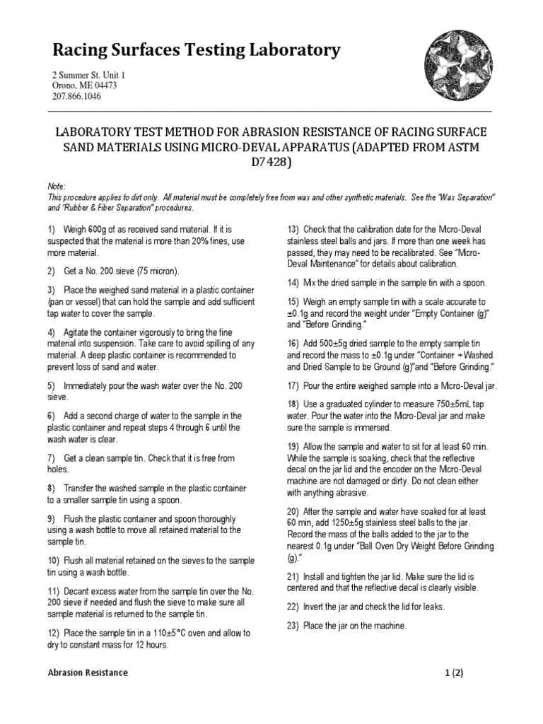 Abrasion Micro Deval | PDF | Grinding (Abrasive Cutting) | Materials